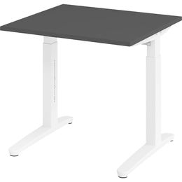 eurokraft pro ANNY - Schreibtisch mit C-Fußgestell, höhenverstellbar 650 - 850 mm, Breite 800 mm, graphit / weiß