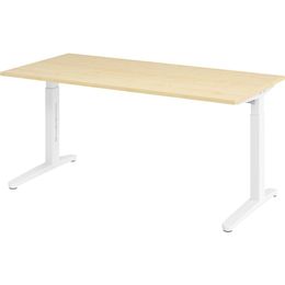 eurokraft pro ANNY - Schreibtisch mit C-Fußgestell, höhenverstellbar 650 - 850 mm, Breite 1600 mm, Ahorn-Dekor / weiß