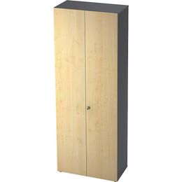 eurokraft pro Aktenschrank, Flügeltüren, 5 Fachböden, graphit / Ahorn-Dekor