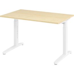 eurokraft pro ANNY - Schreibtisch mit C-Fußgestell, höhenverstellbar 650 - 850 mm, Breite 1200 mm, Ahorn-Dekor / weiß