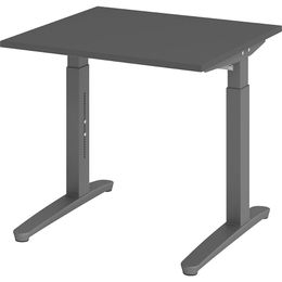 eurokraft pro ANNY - Schreibtisch mit C-Fußgestell, höhenverstellbar 650 - 850 mm, Breite 800 mm, graphit / graphit