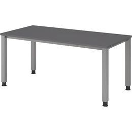 eurokraft pro Schreibtisch, 4-Fuß-Gestell, Breite 1600 mm, alusilber / graphit