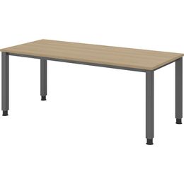 eurokraft pro Schreibtisch, 4-Fuß-Gestell, Breite 1800 mm, graphit / Eiche