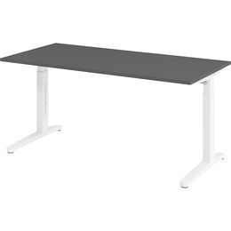 eurokraft pro ANNY - Schreibtisch mit C-Fußgestell, höhenverstellbar 650 - 850 mm, Breite 1600 mm, graphit / weiß