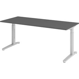 eurokraft pro ANNY - Schreibtisch mit C-Fußgestell, höhenverstellbar 650 - 850 mm, Breite 1800 mm, graphit / alusilber
