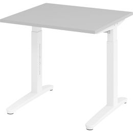 eurokraft pro ANNY - Schreibtisch mit C-Fußgestell, höhenverstellbar 650 - 850 mm, Breite 800 mm, lichtgrau / weiß