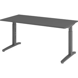 eurokraft pro ANNY - Schreibtisch mit C-Fußgestell, höhenverstellbar 650 - 850 mm, Breite 1600 mm, graphit / graphit