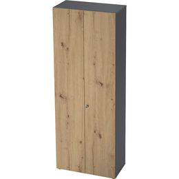 eurokraft pro Aktenschrank, Flügeltüren, 5 Fachböden, graphit / Asteiche