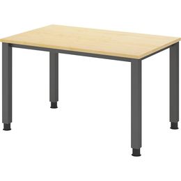 eurokraft pro Schreibtisch, 4-Fuß-Gestell, Breite 1200 mm, graphit / Ahorn