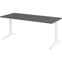 eurokraft pro ANNY - Schreibtisch mit C-Fußgestell, höhenverstellbar 650 - 850 mm, Breite 1800 mm, graphit / weiß