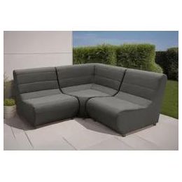 Sofa-Eckelement DOMO collection "Soleil, pflegeleichter und wetterfester Bezug", grau (anthrazit), B:106cm H:80cm T:106cm, 100% solution dyed Acryl, Polsterelemente, Outdoor, besonderes Design und Formgebung, individuell erweiterbar