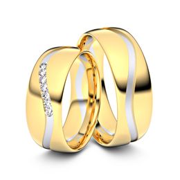 Modell TR123 Wellen Fuge 585er Gelbgold-Wei&szlig;gold - 28618