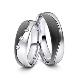 Modell TR111 Wellen Fuge 925er Silber-Carbon - 81949