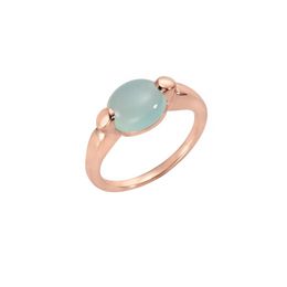 JAMELLI Ring Silber 925 ros&eacute;-vergoldet mit echtem Paraiba Chalcedon 10x8mm