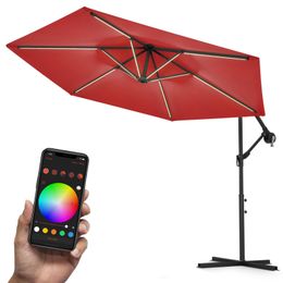 Swing&Harmonie&reg; Luxus LED Sonnenschirm mit RGB Beleuchtung inkl. Fernbedienung, APP Steuerung, Ampelschirm, Garten Schirm 300cm - rot