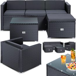 Kesser&reg; Polyrattan Lounge Aruba &ndash; Gartenlounge f&uuml;r 4-5 Personen Gartenm&ouml;bel-Set Sitzgruppe aus 3er Gartensofa, Sessel, Hocker und Beistelltisch mit Sitzkissen - f&uuml;r Garten, Terrasse und Balkon