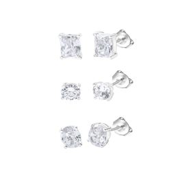 Celesta Silber Ohrstecker Set 925 Sterling Silber rhodiniert Zirkonia