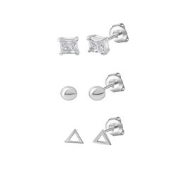 Celesta Silber Ohrstecker Set 925 Sterling Silber rhodiniert Zirkonia