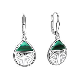 ZEEme Gemstones Ohrh&auml;nger 925/- Sterling Silber rhodiniert Malachit