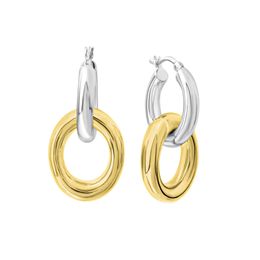 Celesta Silber Creolen mit Einh&auml;nger 925 Sterling Silber zweifarbig