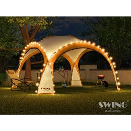 Swing&Harmonie&reg; LED Event Pavillon XXL DomeShelter 450cm Garten inkl. Solarmodul Designer Gartenzelt Camping Partyzelt mit Beleuchtung - orange
