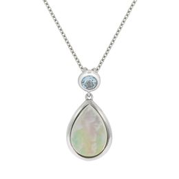 ZEEme Gemstones Halskette Silber 925 rhodiniert 42+5cm Perlmutt wei&szlig; Topas blau