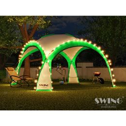 Swing&Harmonie&reg; LED Event Pavillon XXL DomeShelter 450cm Garten inkl. Solarmodul Designer Gartenzelt Camping Partyzelt mit Beleuchtung - gr&uuml;n