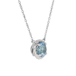 ZEEme Gemstones Halskette Silber 925 rhodiniert 42+5cm mit Blautopas (beh.) 8mm