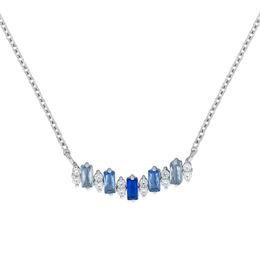 ZEEme Silber Halskette Silber 925 rhodiniert mit Zirkonia blau und wei&szlig;