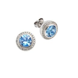Celesta Silber Ohrring 925/- Sterling Silber Zirkonia & sy. Blautopas