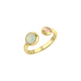 JAMELLI Ring Silber 925 vergoldet mit echten pinken und blauen Chalcedon-Steinen