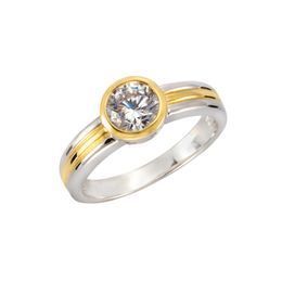 Celesta Silber Ring 925 Sterling Silber zweifarbig Zirkonia