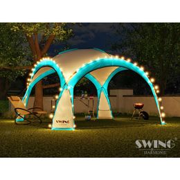 Swing&Harmonie&reg; LED Event Pavillon XXL DomeShelter 450cm Garten inkl. Solarmodul Designer Gartenzelt Camping Partyzelt mit Beleuchtung - t&uuml;rkis