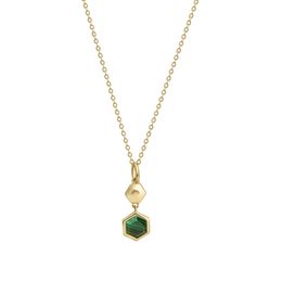 Celesta Silber Anh&auml;nger mit Kette 925 Sterling Silber vergoldet Malachit