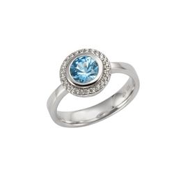 Celesta Silber Ring 925/- Sterling Silber Zirkonia & sy. Blautopas