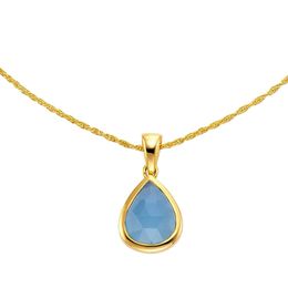 JAMELLI Anh&auml;nger mit Kette 925 Silber vergoldet Chalcedon blau
