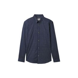 Tom Tailor Denim Herren Fitted Hemd mit Muster, blau, Gemustert, Gr. L