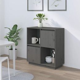 vidaXL - Sideboard Grau 74x35x80 cm Massivholz Kiefer