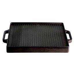 Grillplatte aus Gusseisen 38x38 cm Gussplatte Plancha geriffelt/glatt - Gusseisenkuss