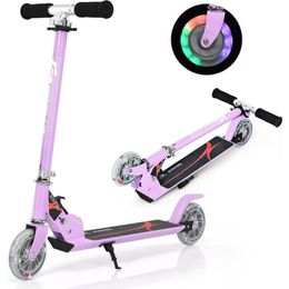 Costway Scooter hoehenverstellbar, Kinder Roller klappbar, Kickroller mit 2 blinkenden Raeder, Tretroller, Kinderroller, Cityroller für Kinder ab 4