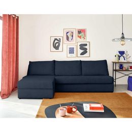 Lisa Design - Palmira - 4-sitzer ecksofa mit ecke links - mit schlaffunktion tägliche schlafenszeit - matratze 14 cm - aus cord - nachtblau