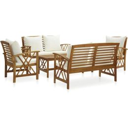 5-tlg. Garten-Lounge-Set mit Auflagen Massivholz Akazie vidaXL