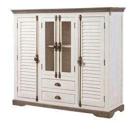 Massivmöbel24 Highboard Mango 160x45x142 weiß lackiert toulouse 115