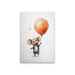 A.S. Création Leinwandbild A.S. CRÉATION "Cute Mouse Orange - Wandbild Weiß Braun Keilrahmen Kunst", braun, T:2cm, Canvas, Bilder, Canvas Niedliche Leinwand Maus Deko Wohnzimmer Orange Kindermotive