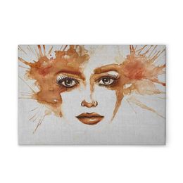 A.S. Création Leinwandbild A.S. CRÉATION "Watercolor Face 1 - Wandbild Grau Orange Keilrahmen Kunst", braun, T:2cm, Canvas, Bilder, Canvas Wasserfarben Leinwand Kunst Wandkunst Schlafzimmer Personen