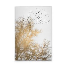 A.S. Création Leinwandbild A.S. CRÉATION "Golden Skies - Wandbild Creme Gold Keilrahmen Kunst modern", braun, T:2cm, Canvas, Bilder, Canvas Baumkrone Leinwand Weiß Wandkunst Wohnzimmer Gold Landschaften