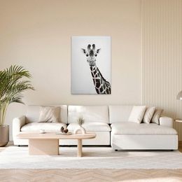 A.S. Création Leinwandbild A.S. CRÉATION "Giraffe Portrait - Wandbild Schwarz Weiß Keilrahmen Kunst", braun, T:2cm, Canvas, Bilder, Canvas Tiere Leinwand Giraffe Wandkunst Schlafzimmer Tiere Basic Deko