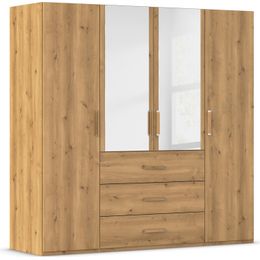 Drehtürenschrank Rauch "Evelyn", braun (asteiche), B:201cm H:197cm T:61cm, Holzwerkstoff, Schränke, in elegantem Stil mit Schubladen 3 Breiten und 2 Höhen MADE IN GERMANY