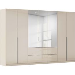 Drehtürenschrank Rauch "Kleiderschrank Kleiderschränke Schrank Garderobe AGORDO mit Glasfront", beige, glas beige (champagner), B:315cm H:210cm T:54cm, Holzwerkstoff, Schränke, mit Außenschubkästen, in 6 Breiten und 2 Höhen MADE IN GERMANY