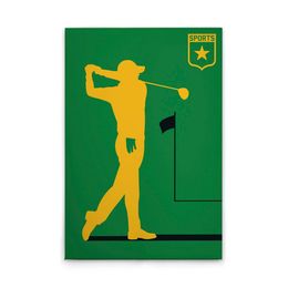 A.S. Création Leinwandbild A.S. CRÉATION "Golfplayer - Wandbild Grün Gelb Schwarz Keilrahmen Kunst", braun, T:2cm, Canvas, Bilder, Canvas Retro Leinwand Golfspieler Wandkunst Schlafzimmer Retro & Deko